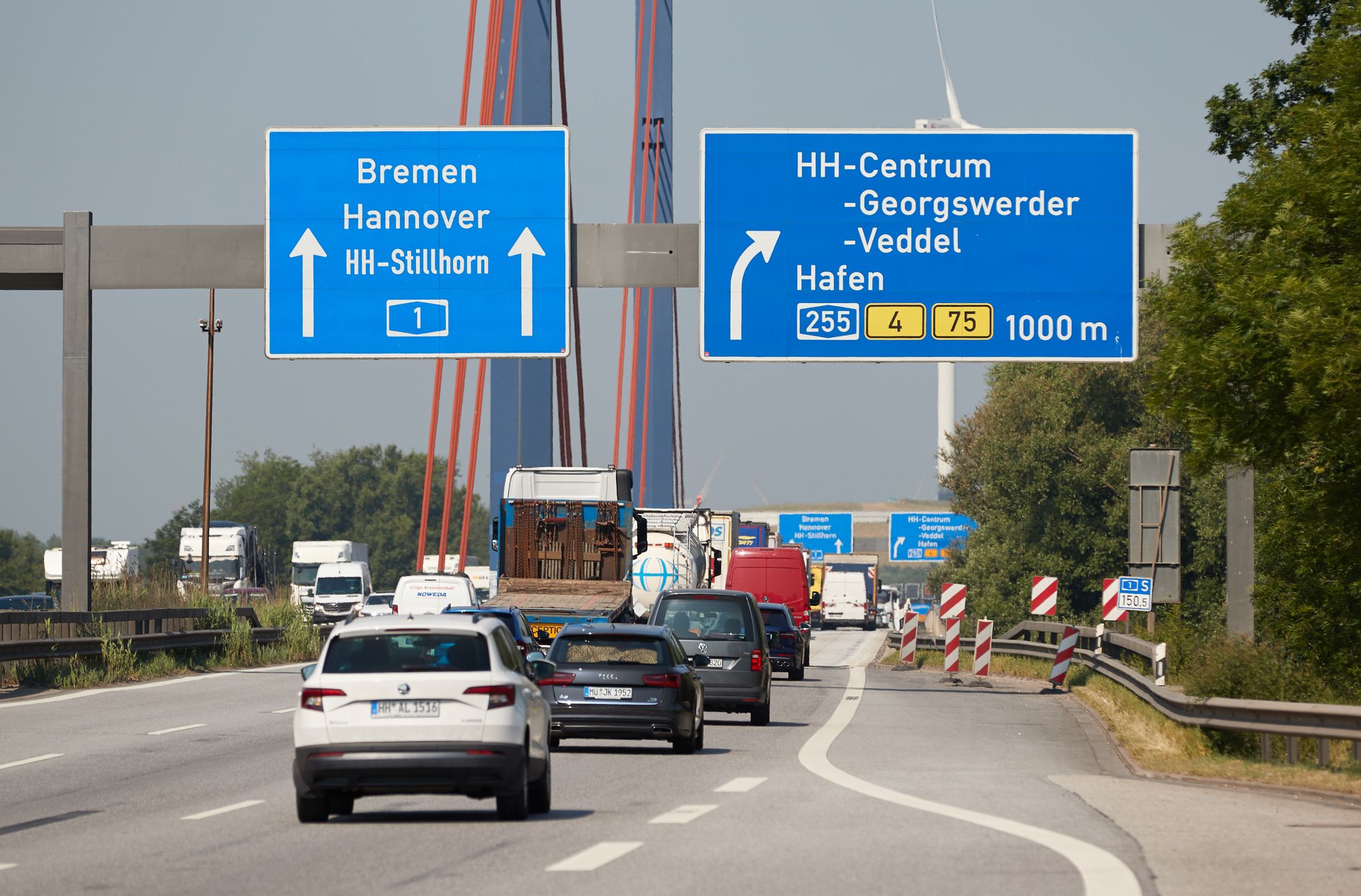 A1 auf Norderelbbrücke am Wochenende nur einspurig befahrbar