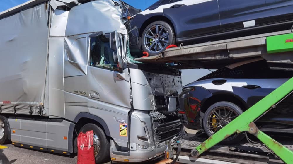 Lkw-Auffahrunfall bei Wilsdruff mit einem Verletzten